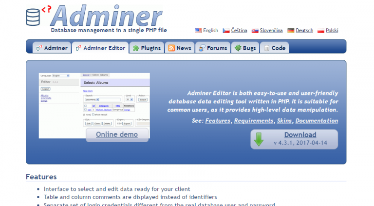 【mysql】PHPファイルがたった1枚の簡易版DB管理ツール「Adminer」 | へっぽこ開発室